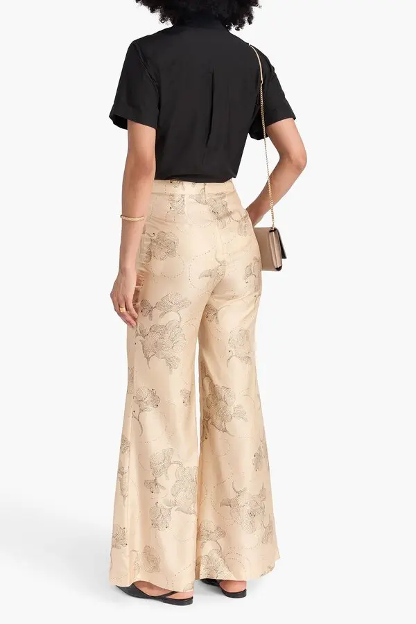 Zimmermann Floralprint Silktwill Flared Pants