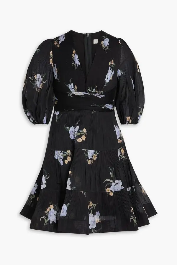 Zimmermann Floralprint Plisséorganza Mini Dress