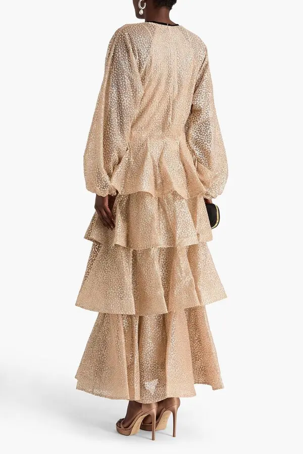 Zimmermann Glittered Ruffled Tulle Gown
