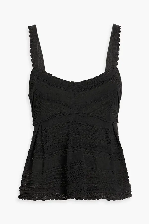 Zimmermann Pleated Pointelleknit Paperblend Tank - Black