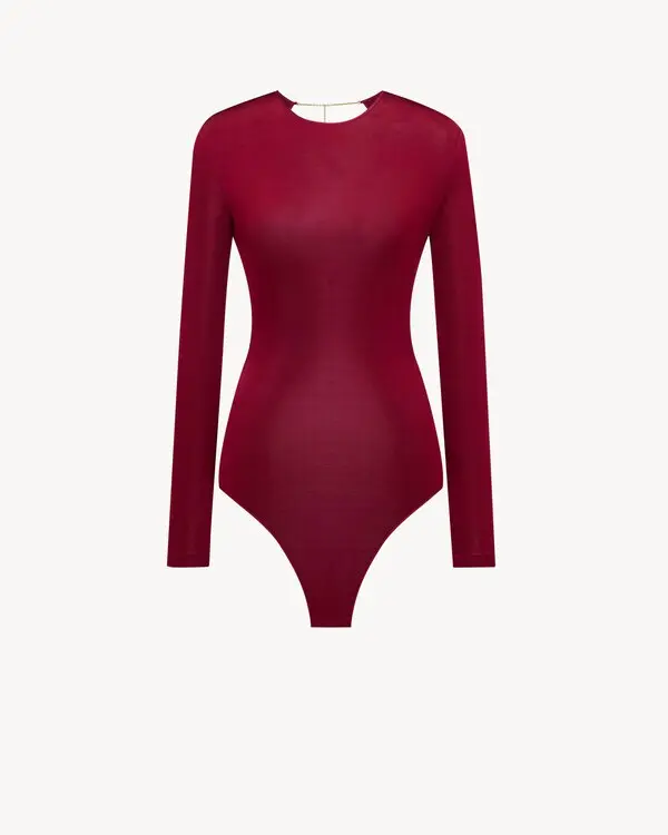 Saint Laurent Cassandre Backless Bodysuit In Jersey - Bordeaux