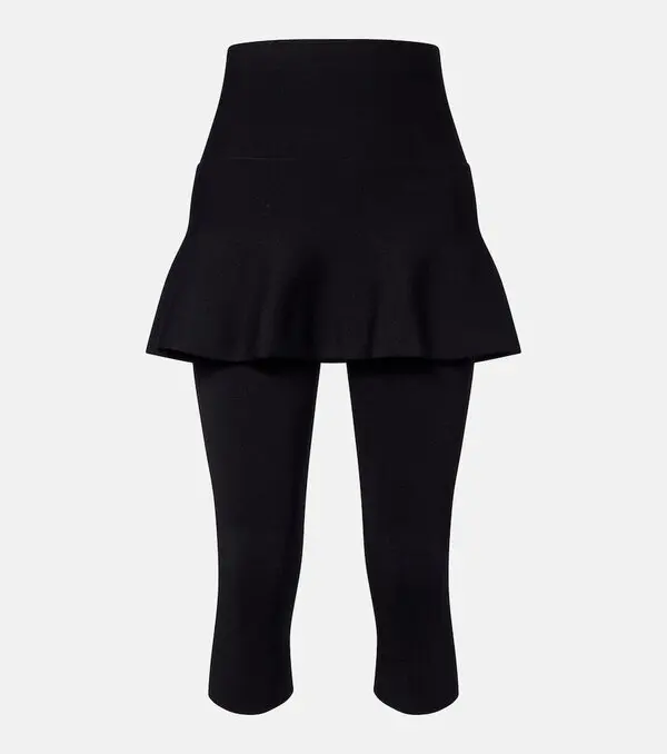 Alaïa Cropped Peplum Leggings - Black