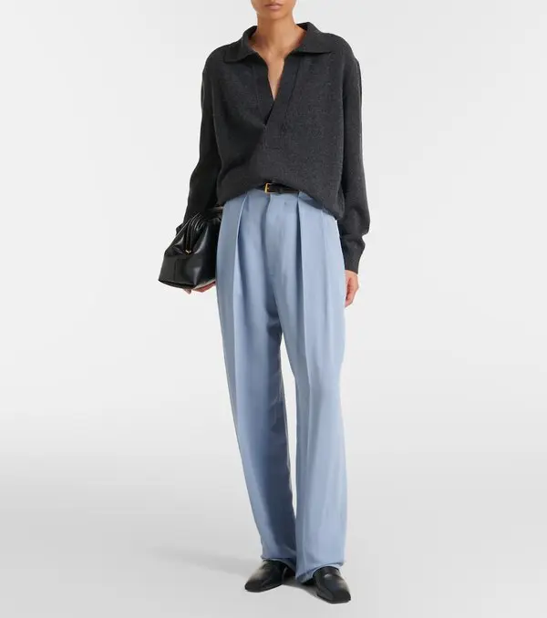 Victoria Beckham Pleated Tapered Pants - Blue