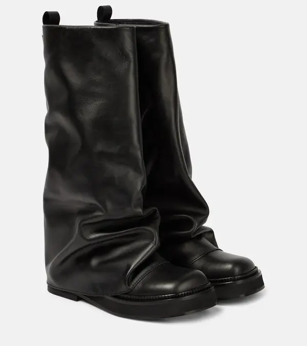 Attico Robin Leather Combat Boots - Black