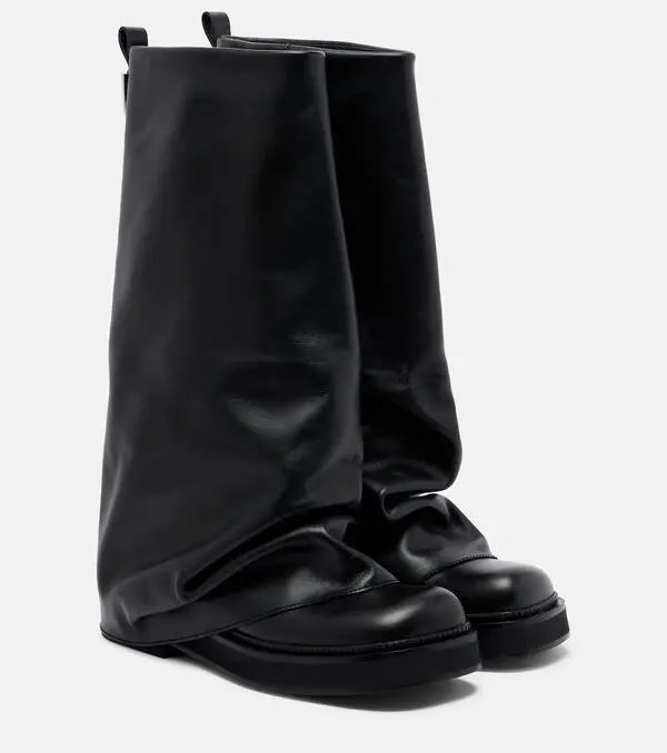 Attico Robin Leather Combat Boots - Black