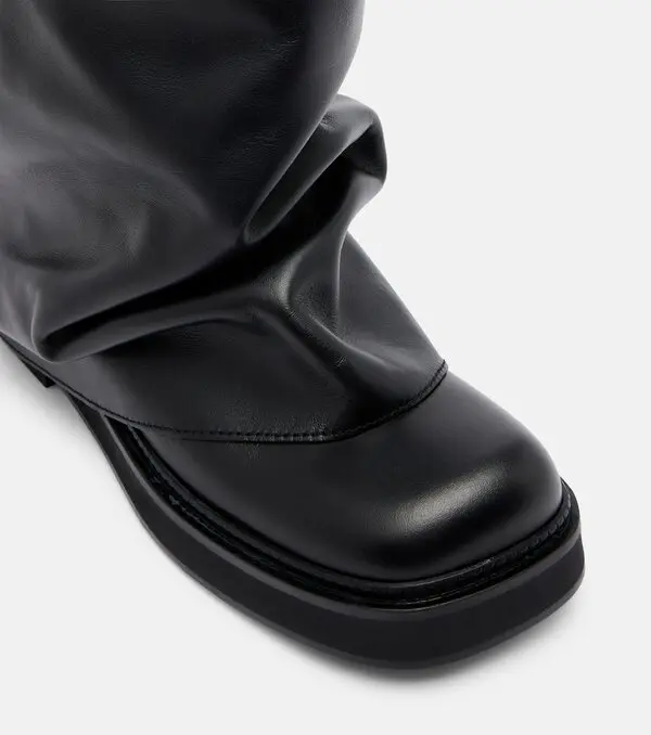 Attico Robin Leather Combat Boots - Black