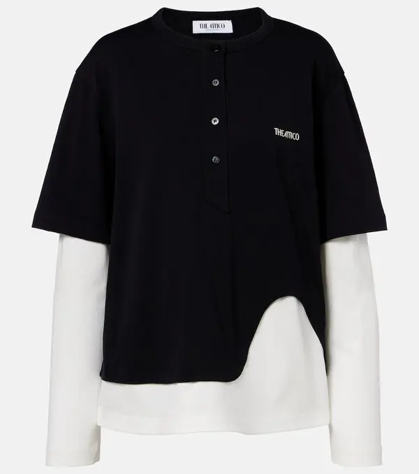 Attico Layered Cotton Jersey T-shirt - Black