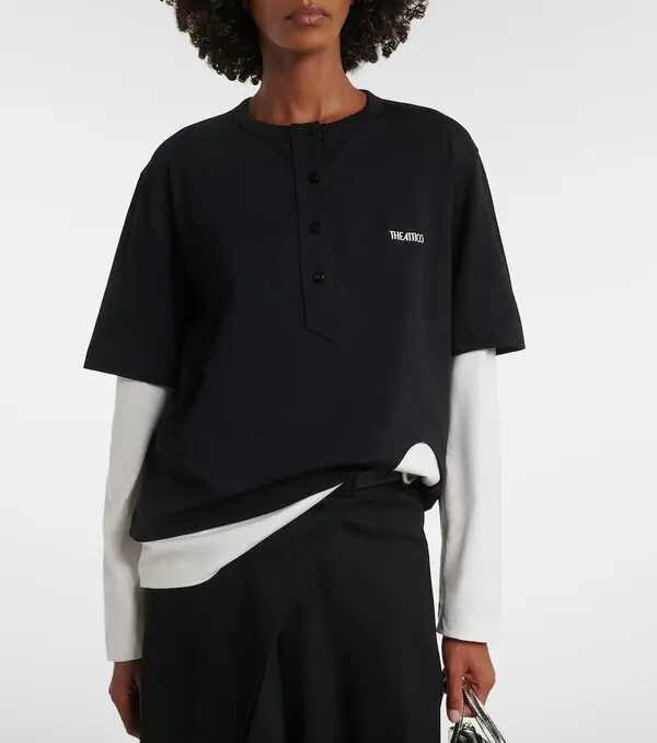 Attico Layered Cotton Jersey T-shirt - Black