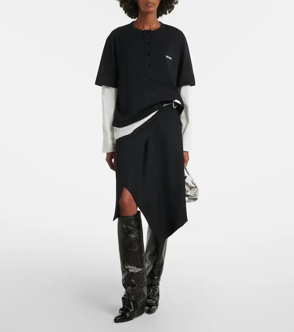 Attico Layered Cotton Jersey T-shirt - Black