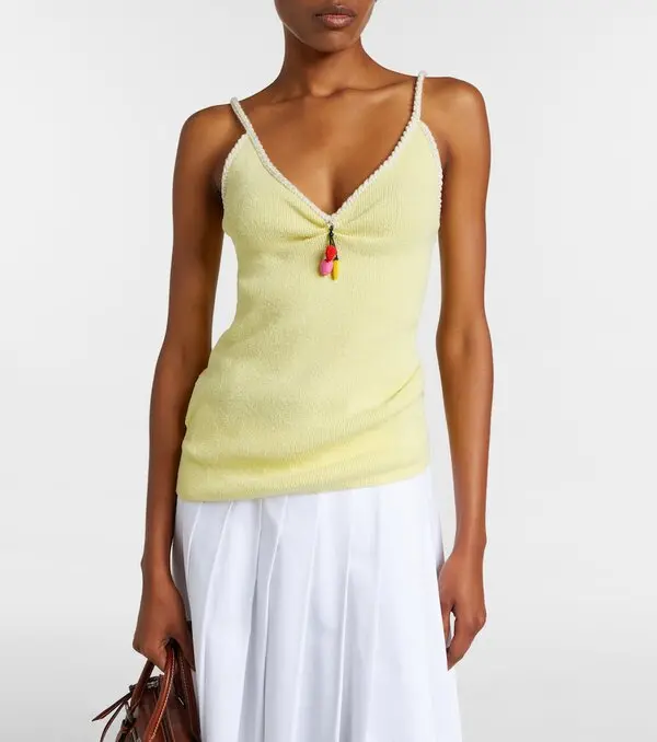 Prada Embellished Cotton-blend Bouclé Top