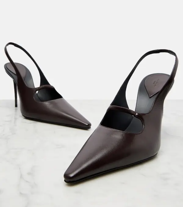 Alaïa Drop Leather Slingback Pumps - Brown