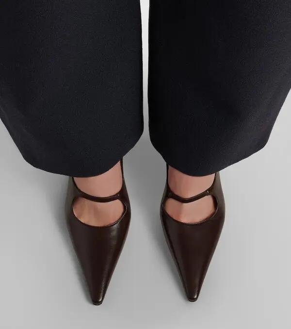 Alaïa Drop Leather Slingback Pumps - Brown
