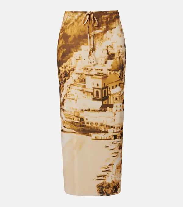 Staud Porta Printed Mesh Midi Skirt
