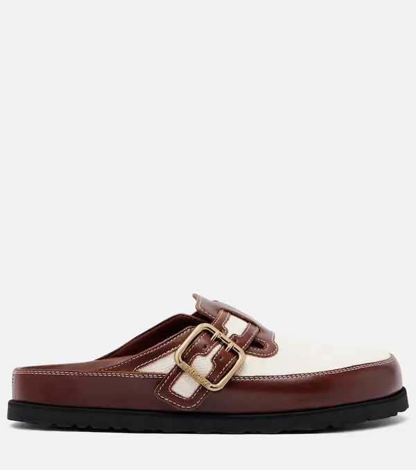 BIRKENSTOCK Boston Leather-trimmed Woven Clogs