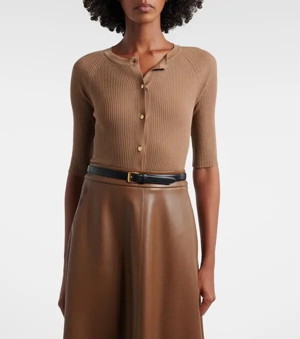 Max Mara Cropped Virgin Wool Cardigan - Brown