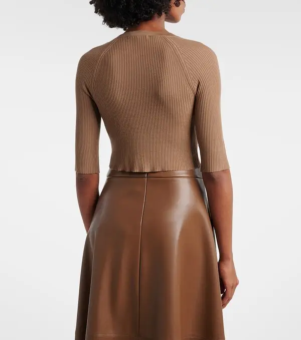 Max Mara Cropped Virgin Wool Cardigan - Brown