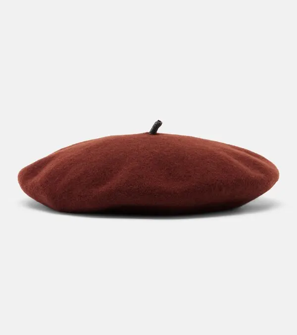 Brunello Cucinelli Monili Wool Beret - Brown