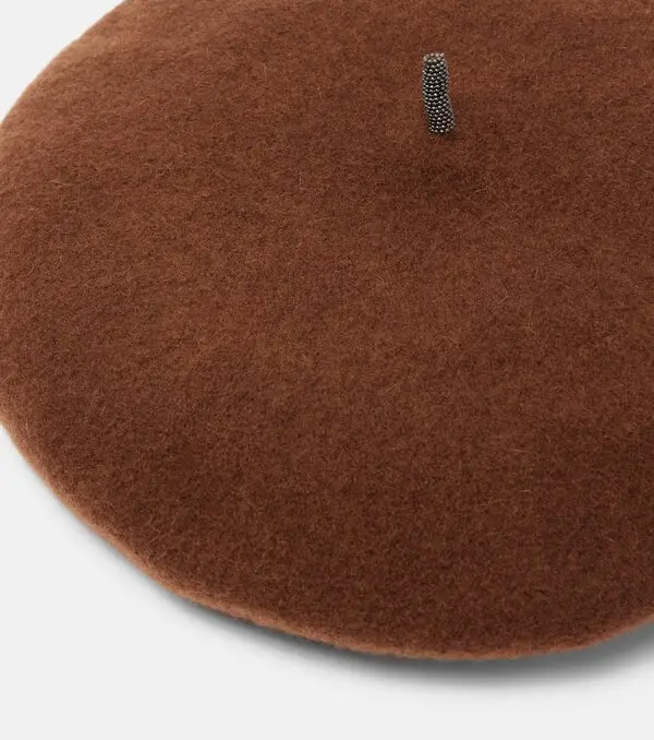 Brunello Cucinelli Monili Wool Beret - Brown