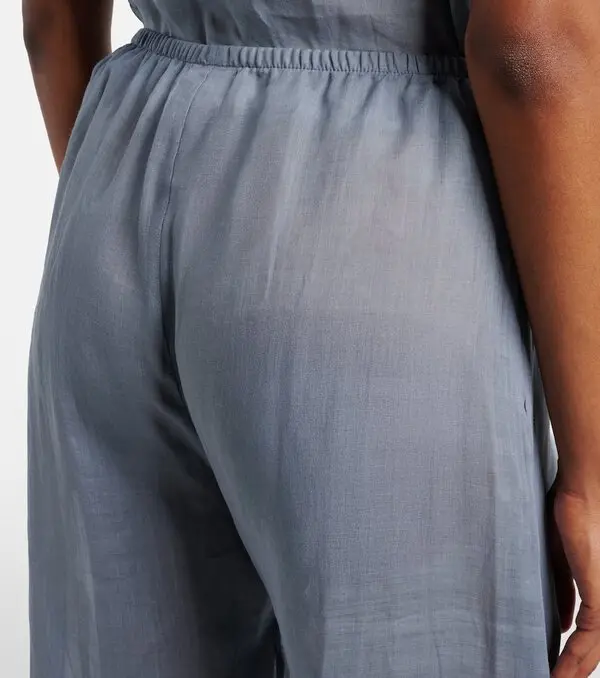 LESET Niko Cropped Wide-leg Ramie Pants - Blue