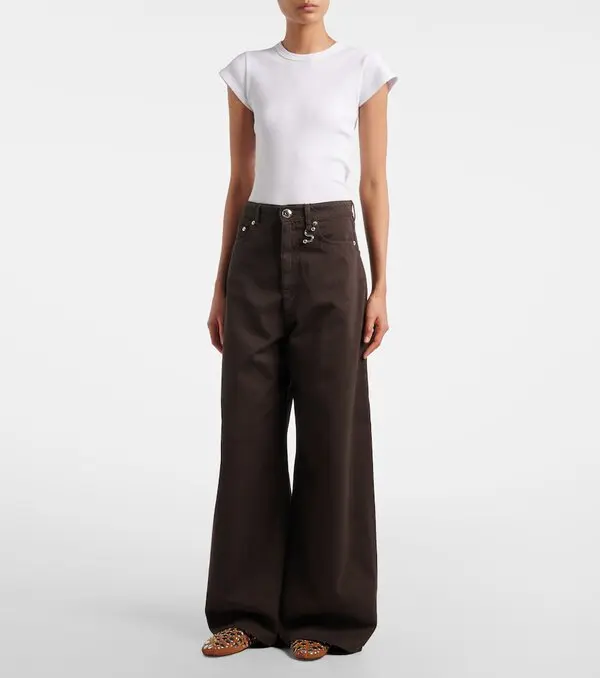 Sportmax Siamese Wide-leg Jeans In Chocolate
