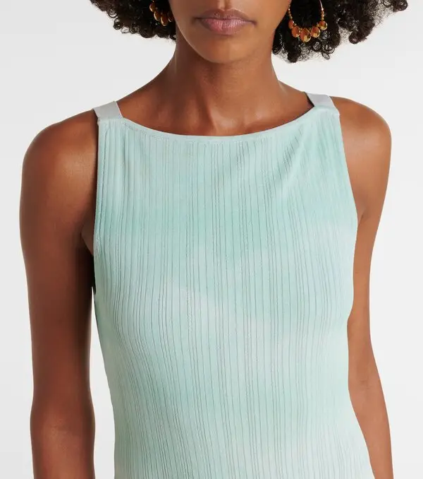Staud Bryn Printed Compact Knit Midi Dress