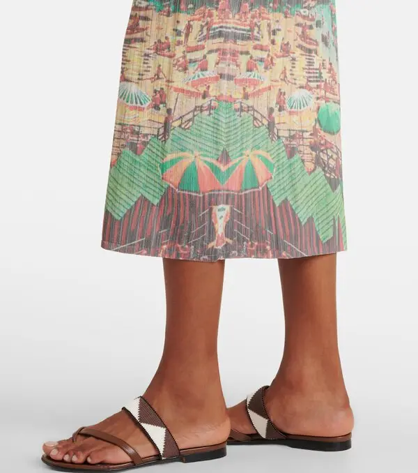 Staud Bryn Printed Compact Knit Midi Dress