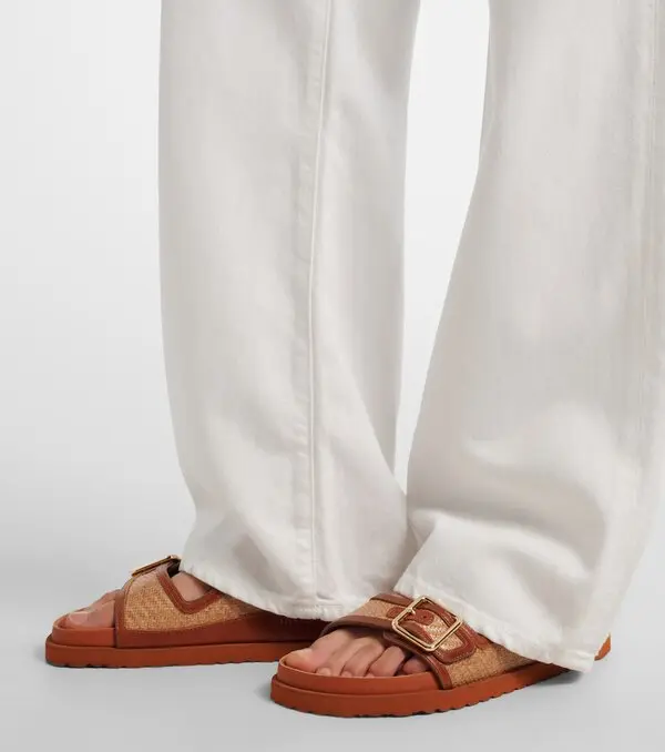 BIRKENSTOCK Arizona Woven Sandals With Leather Trim - Beige