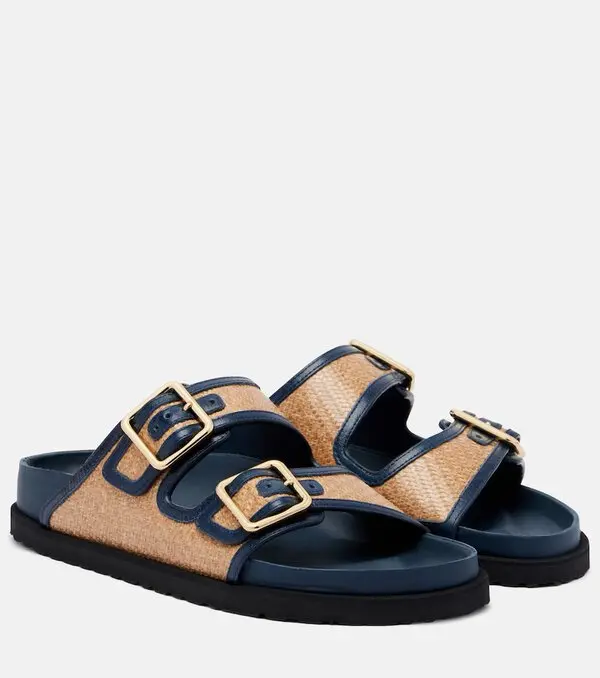 BIRKENSTOCK Arizona Woven Raffia Sandals - Blue