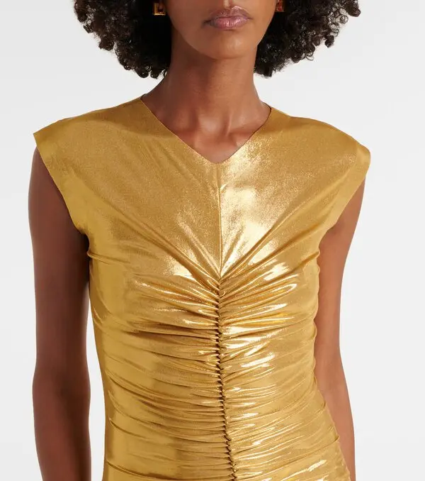 Norma Kamali Ruched Lamé Gown