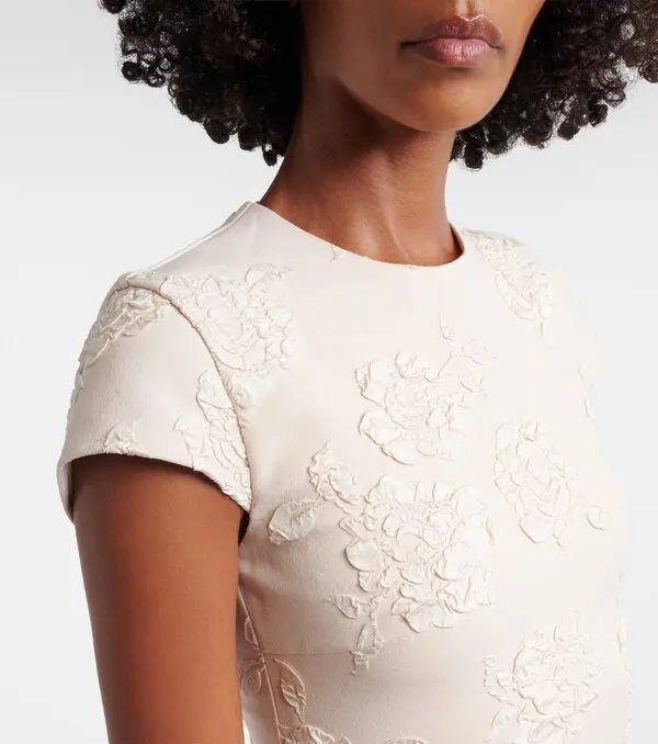 ROTATE BY BIRGER CHRISTENSEN Floral Jacquard Midi Dress - White