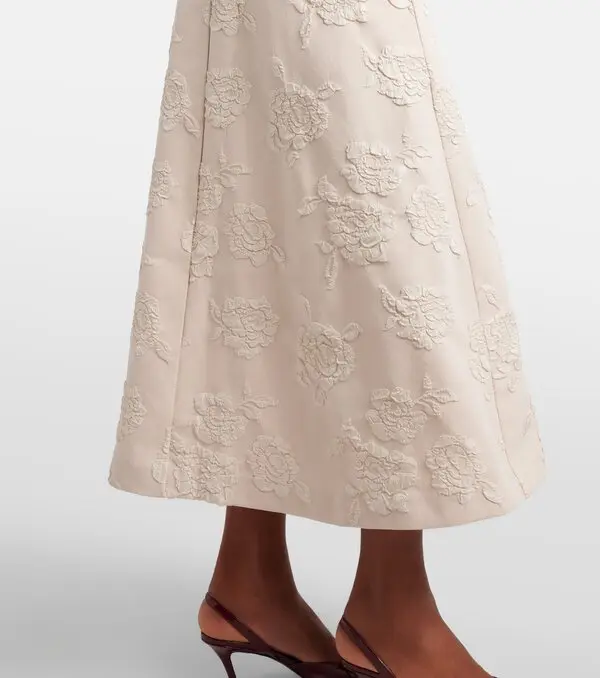 ROTATE BY BIRGER CHRISTENSEN Floral Jacquard Midi Dress - White