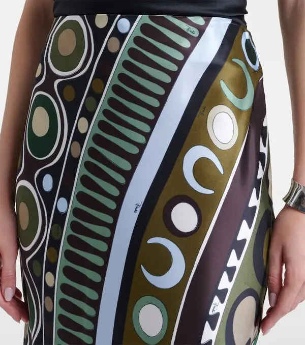 Emilio Pucci Silk Satin Maxi Skirt - Green