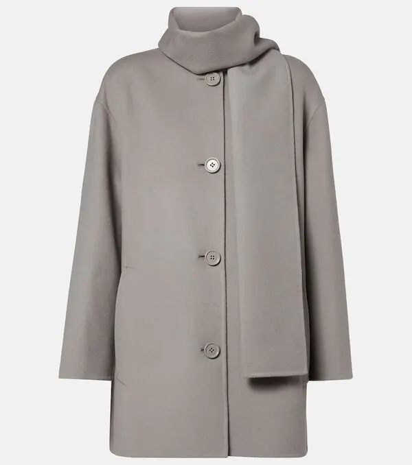 Max Mara Wool Coat With Detachable Scarf - Blue