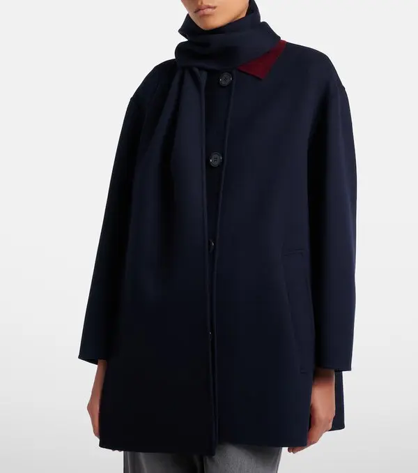 Max Mara Scarf-detail Virgin Wool Coat