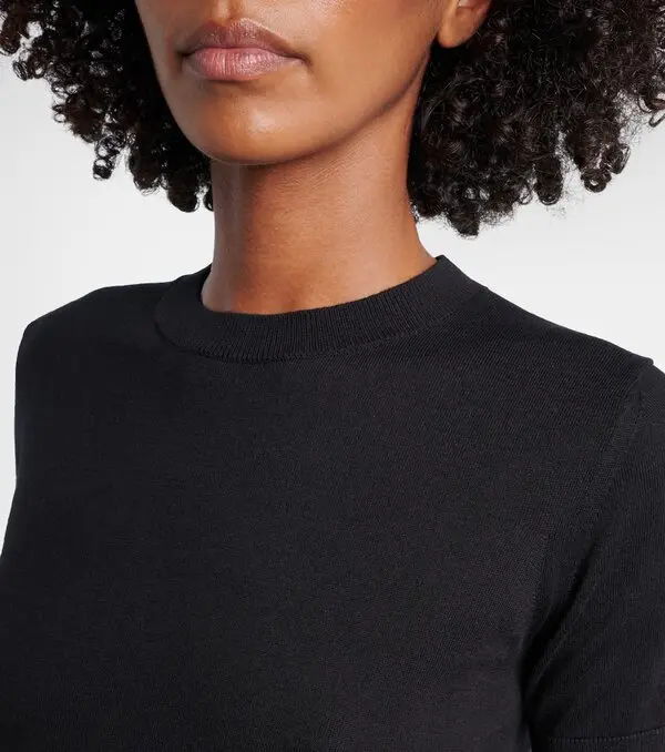 Max Mara Cotton, Silk, And Cashmere Knitted Top - Black