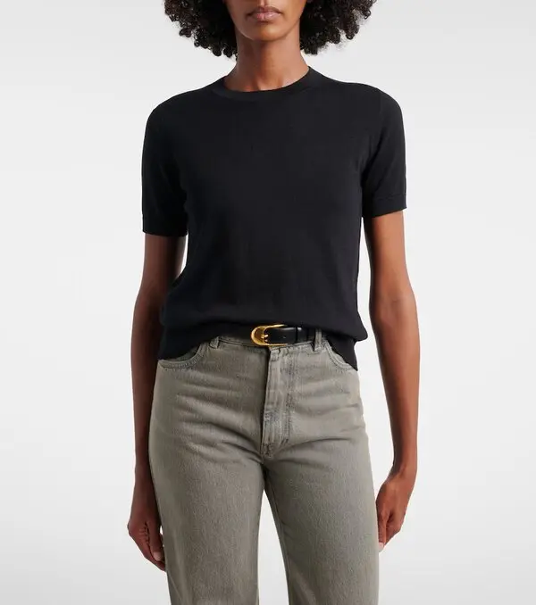 Max Mara Cotton, Silk, And Cashmere Short-sleeve Top - Black