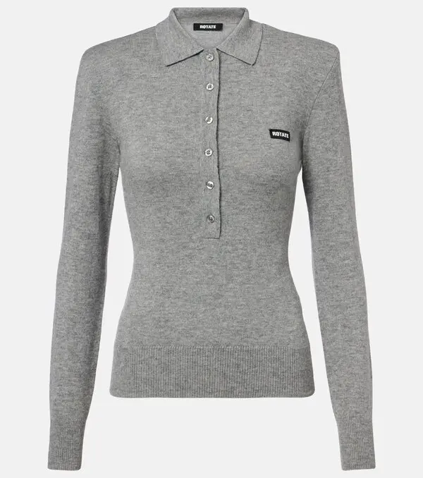 ROTATE BY BIRGER CHRISTENSEN Wool And Cashmere Polo Sweater - Grey