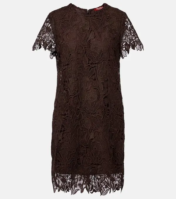 Max Mara Cotton Guipure Lace Minidress - Brown