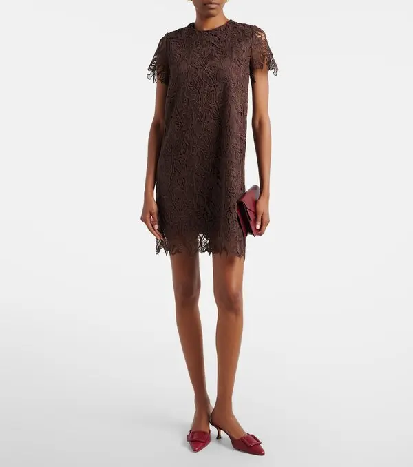 Max Mara Cotton Guipure Lace Minidress - Brown