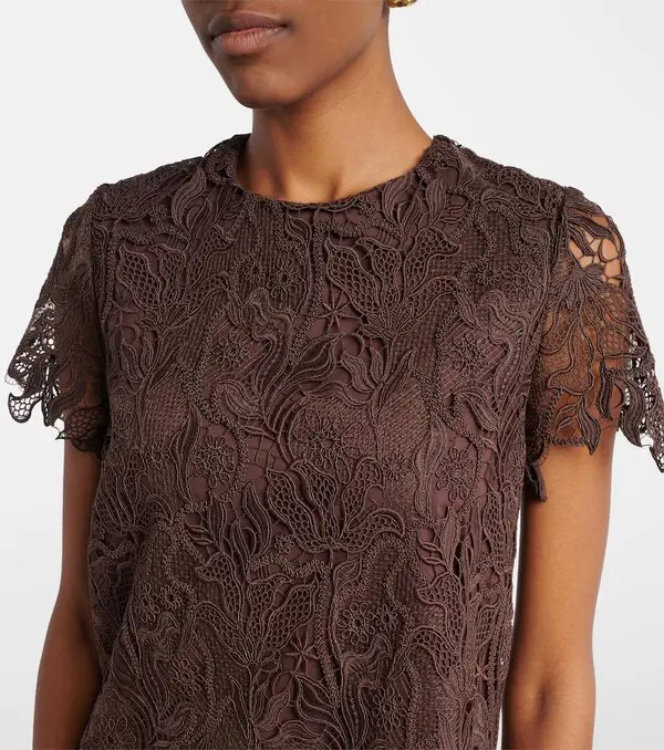 Max Mara Cotton Guipure Lace Minidress - Brown