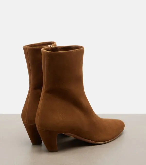 AQUAZZURA Suede Zip-up Pointed Toe Ankle Boots - Beige