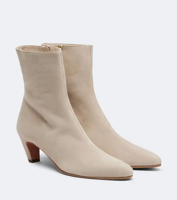 AQUAZZURA Suede Zip-up Pointed Toe Ankle Boots - Grey