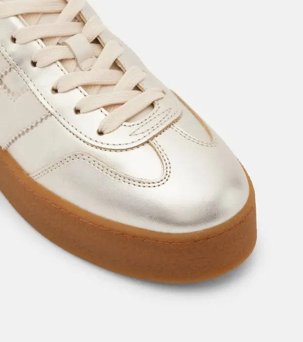 Hogan Metallic Leather Platform Sneakers - Silver