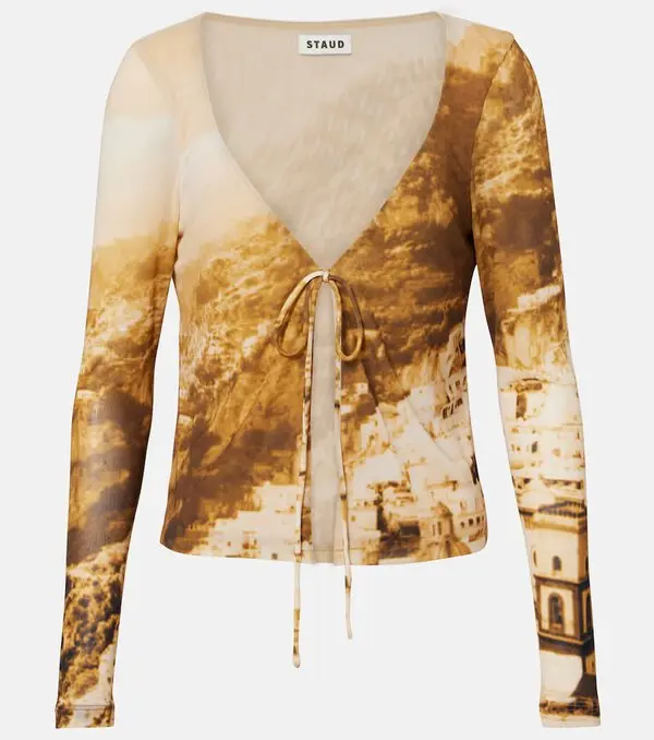 Staud Avani Printed Mesh Top - Yellow