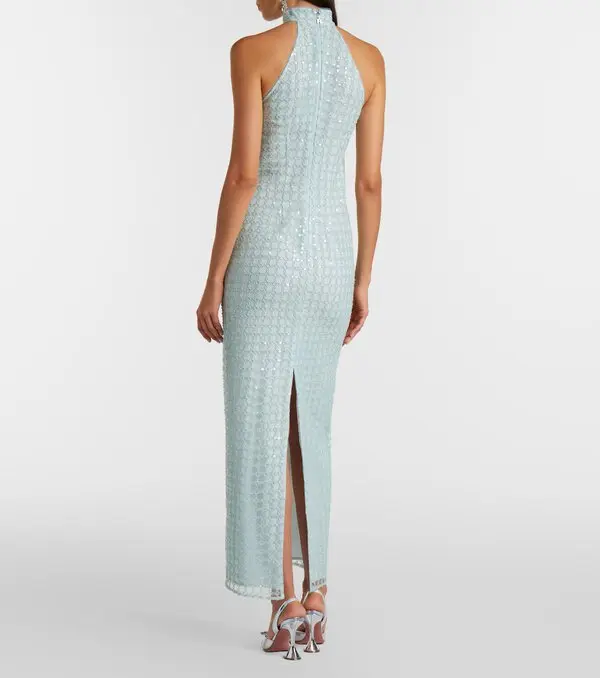 ROTATE BY BIRGER CHRISTENSEN Sequined Mesh Halterneck Gown