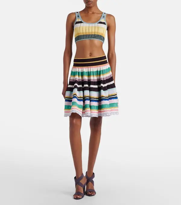 Alaïa Striped Knitted Miniskirt - Multicoloured