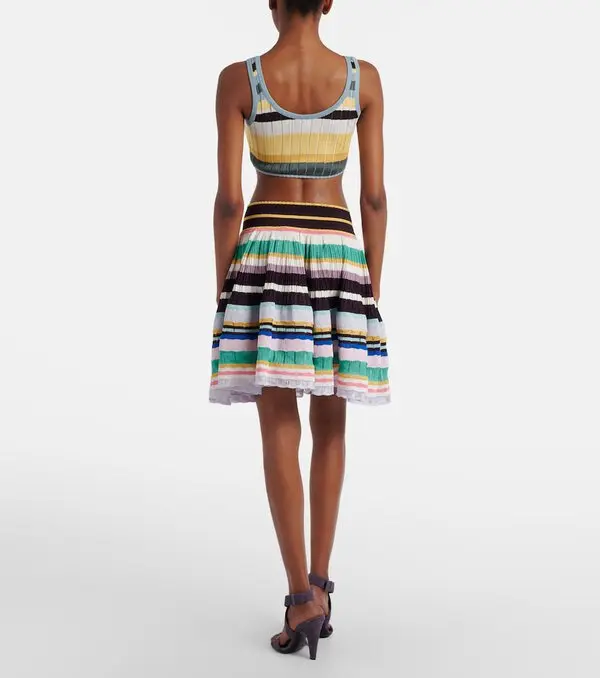 Alaïa Striped Knitted Miniskirt - Multicoloured