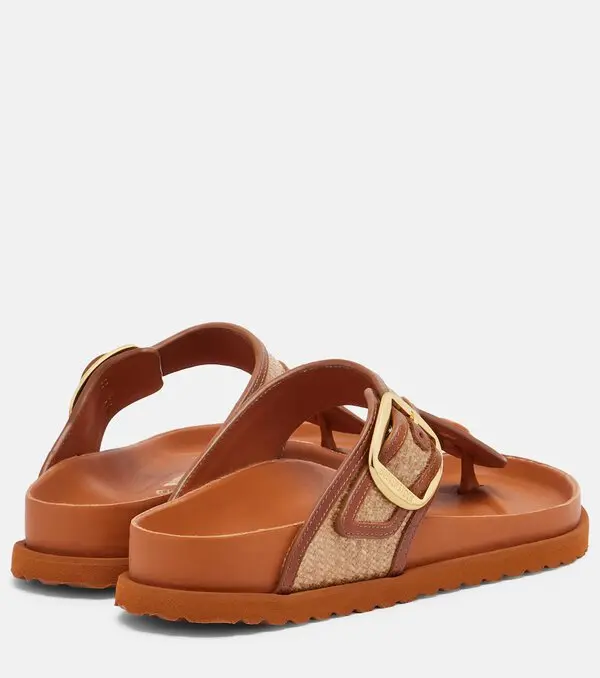 BIRKENSTOCK Gizeh Leather-trimmed Woven Thong Sandals