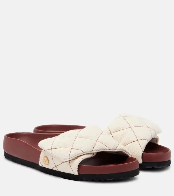 BIRKENSTOCK Sylt Quilted Canvas Slides - White
