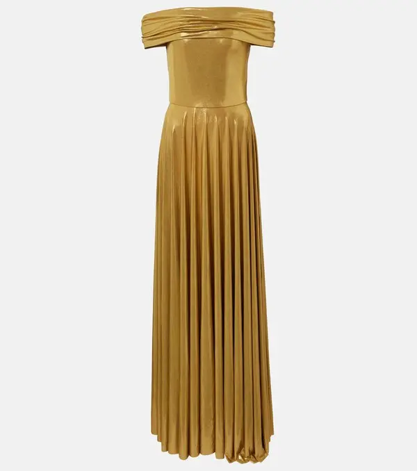 Norma Kamali Off-shoulder Lamè Gown